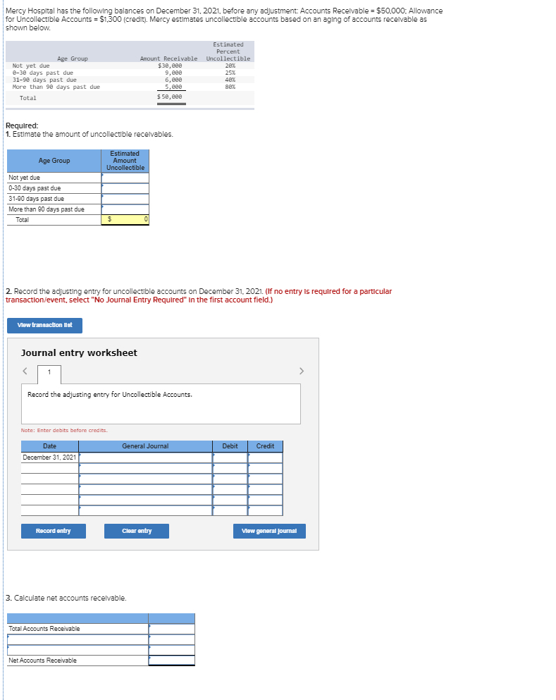 Solved Mercy Hospital has the following balances on December | Chegg.com