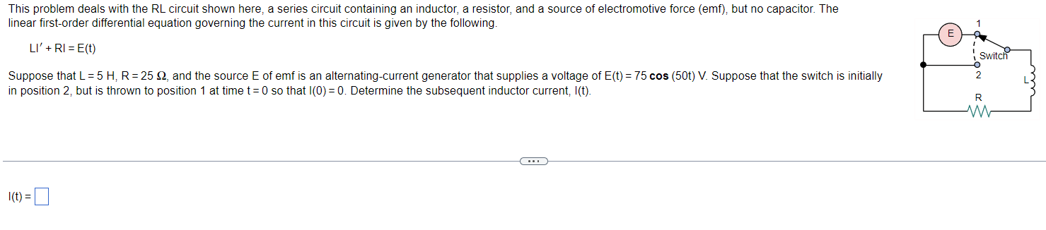 Solved This problem deals with the RL circuit shown here, a | Chegg.com