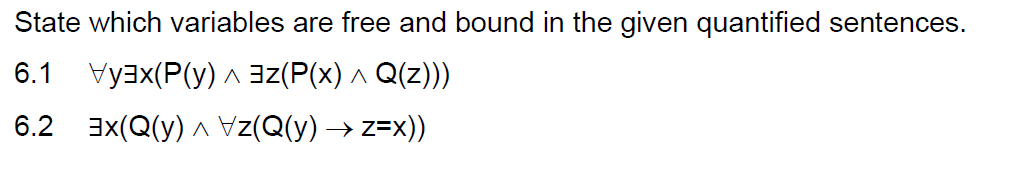 Solved State which variables are free and bound in the given | Chegg.com