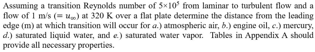 Solved Assuming a transition Reynolds number of 5x 105 from | Chegg.com