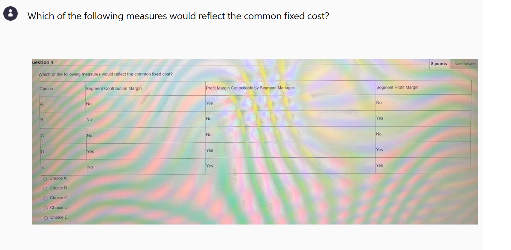 Solved Which of the following measures would reflect the | Chegg.com