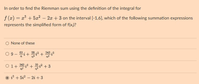 Solved In order to find the Riemman sum using the definition | Chegg.com