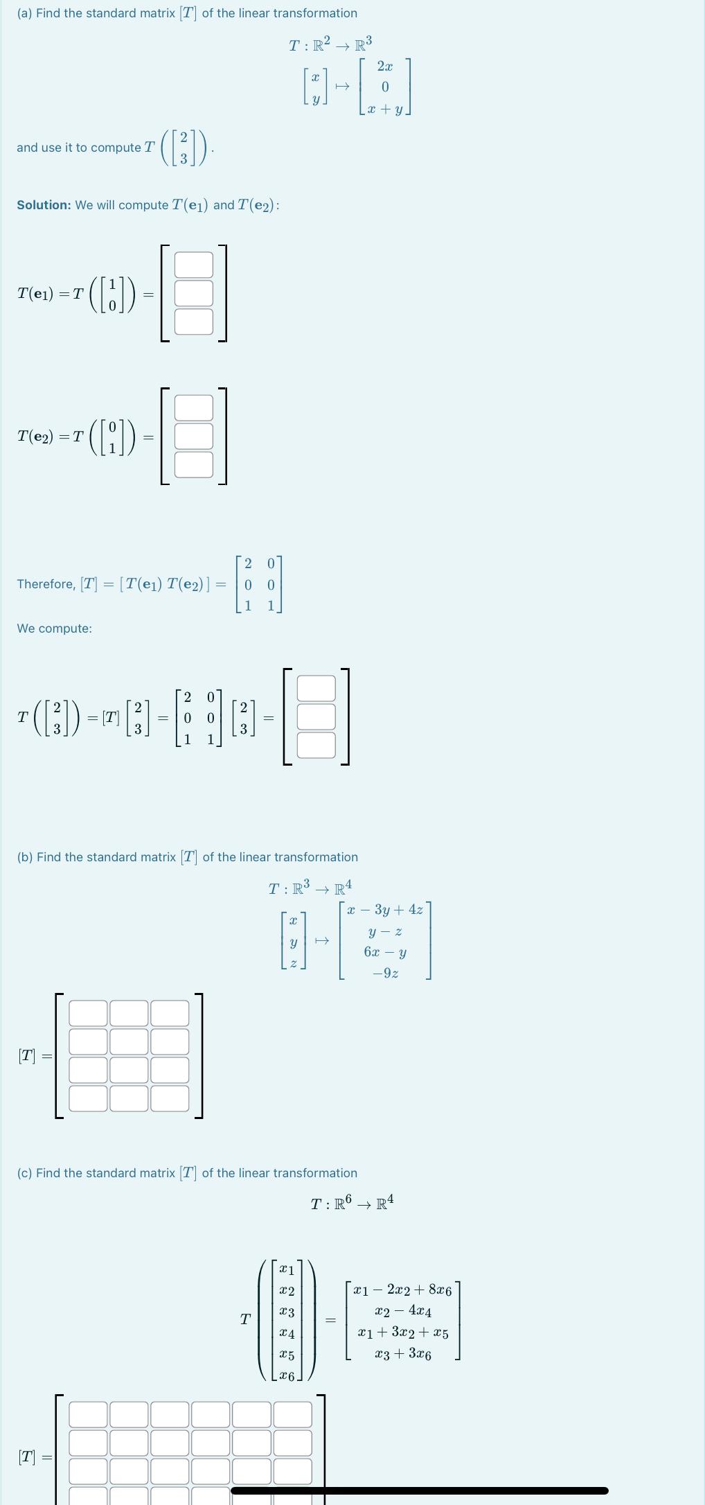 Solved (a) Find the standard matrix [T] of the linear | Chegg.com