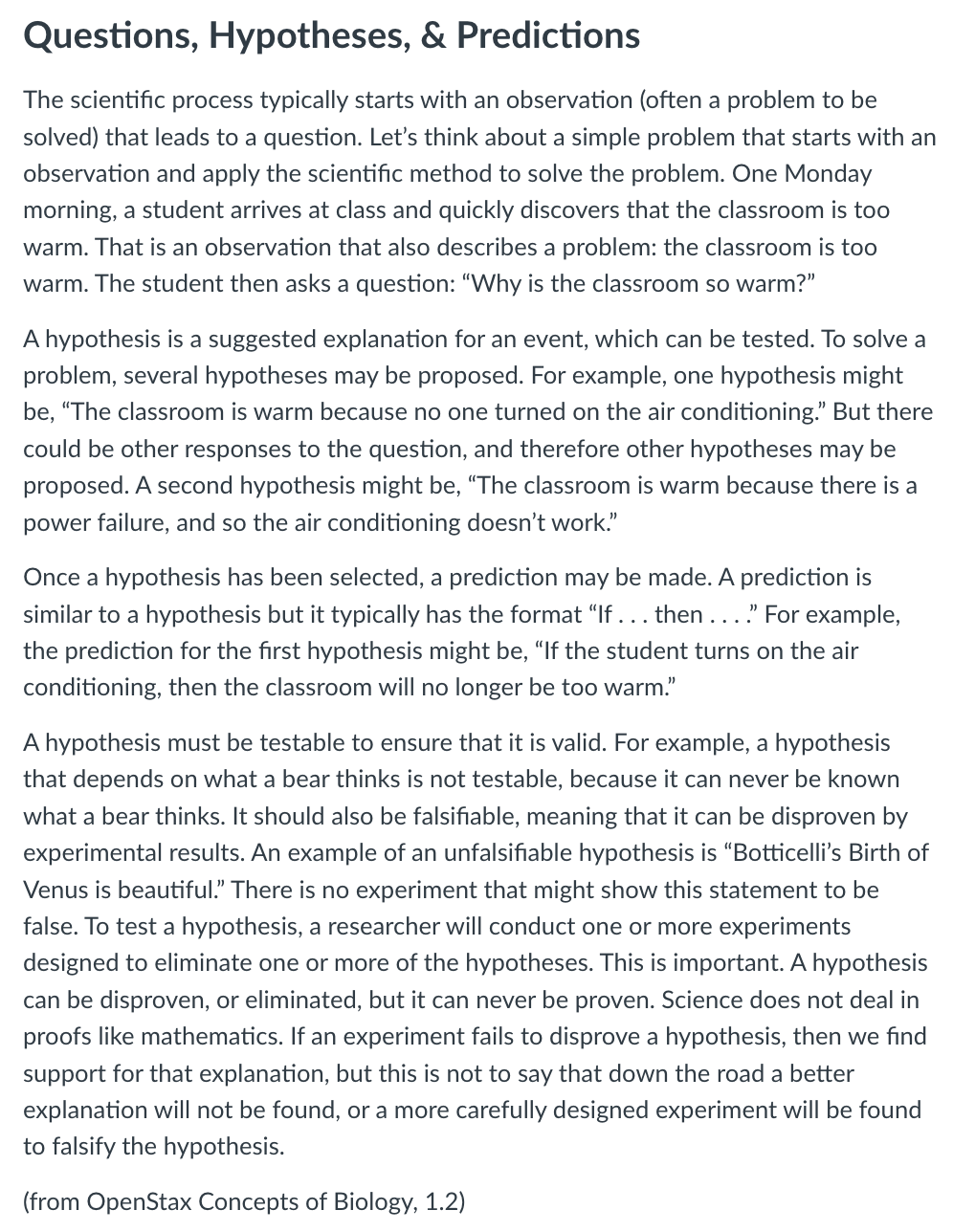 Solved Questions, Hypotheses, \& Predictions The scientific | Chegg.com