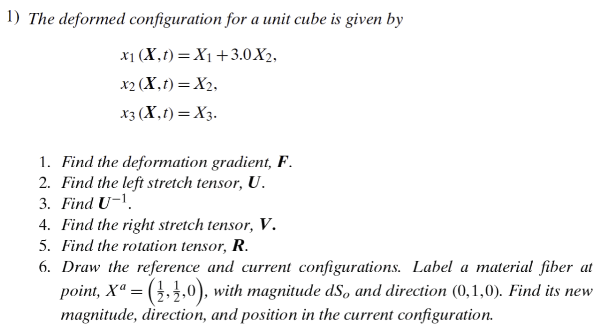 1) The deformed configuration for a unit cube is | Chegg.com