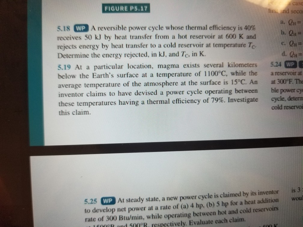 Solved FIGURE P5.17 case firsand seco 5.18 A reversible | Chegg.com