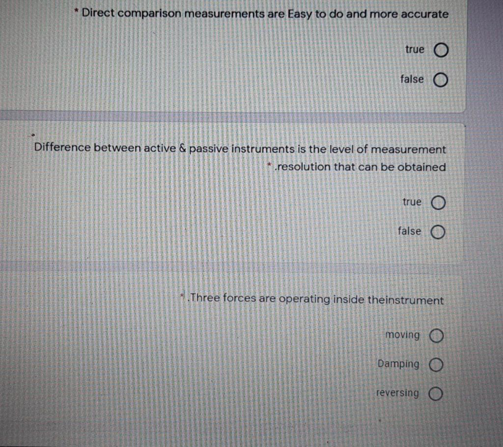 Solved * Direct comparison measurements are Easy to do and | Chegg.com