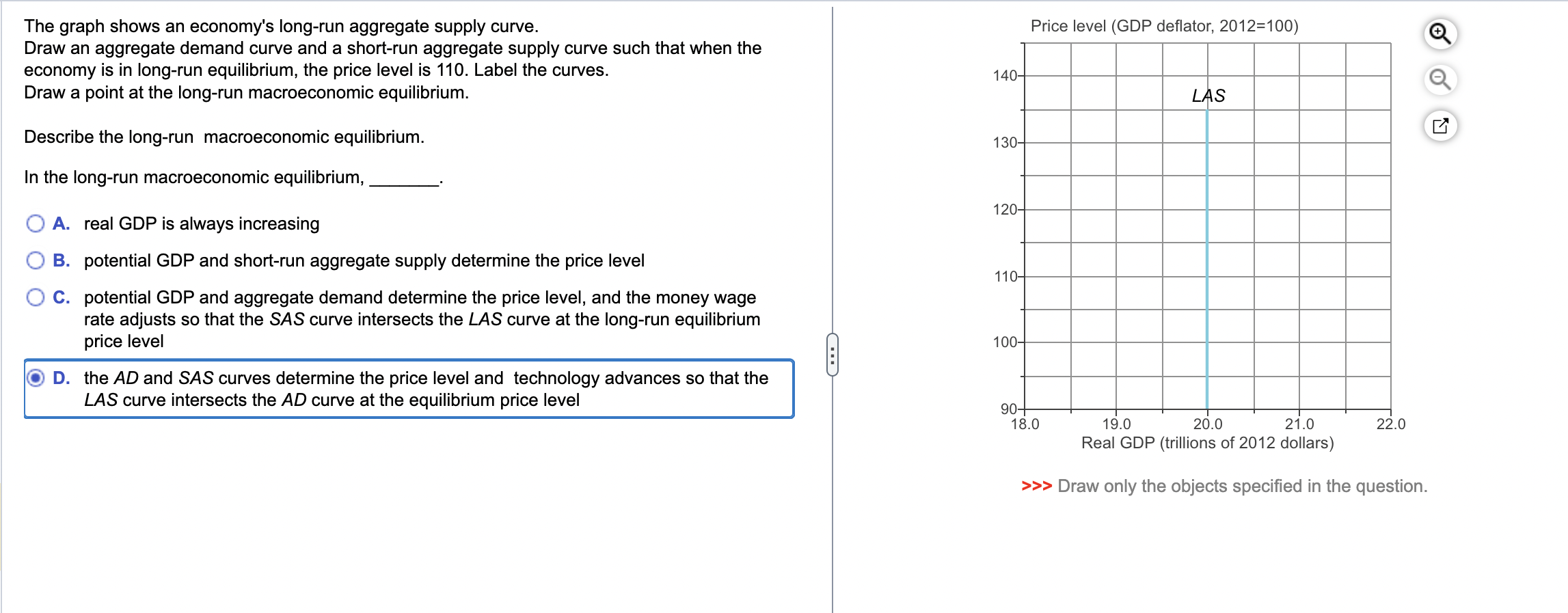 Solved The graph shows an economy's long-run aggregate | Chegg.com