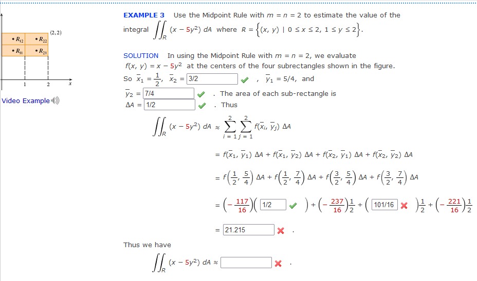 Solved EXAMPLE 3 Use the Midpoint Rule with m=n=2 to | Chegg.com