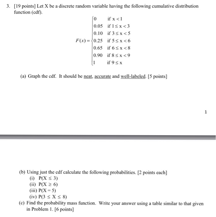 Solved [19 points] Let X be a discrete random variable | Chegg.com