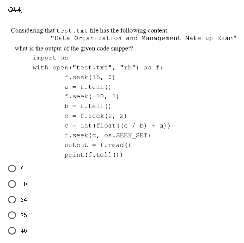 Solved Q#4) Considering that test.txt file has the following | Chegg.com