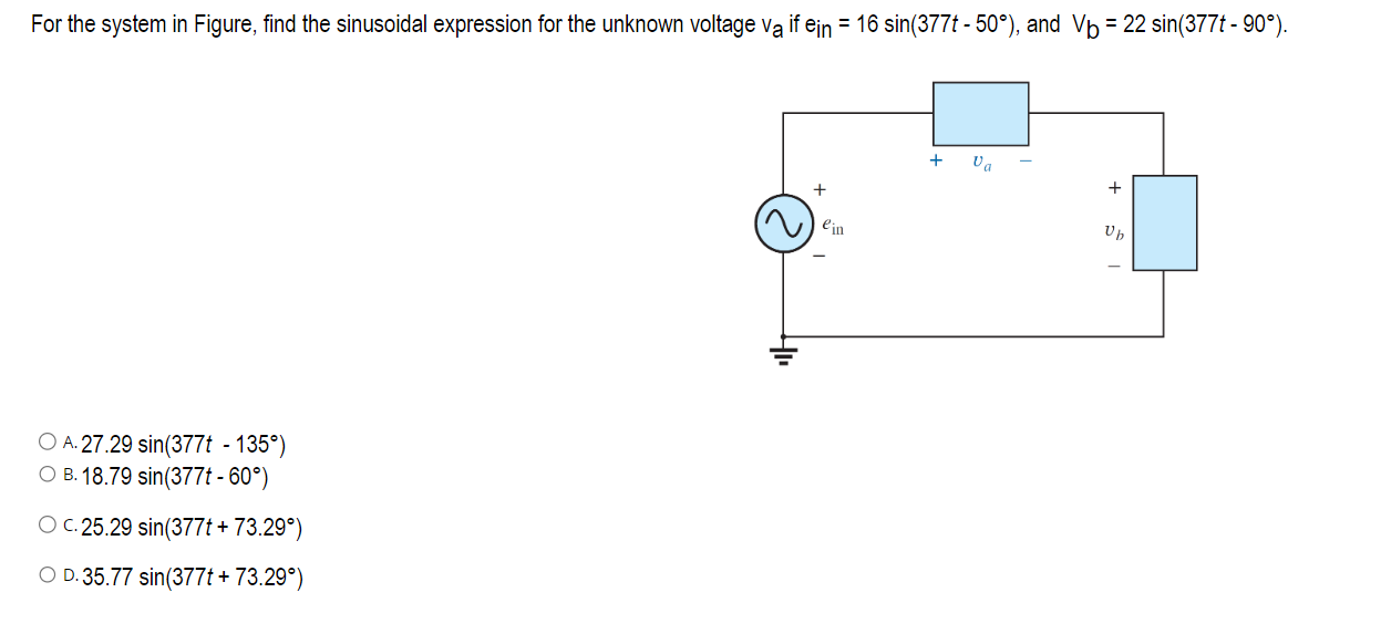 Solved For the system in Figure, find the sinusoidal | Chegg.com