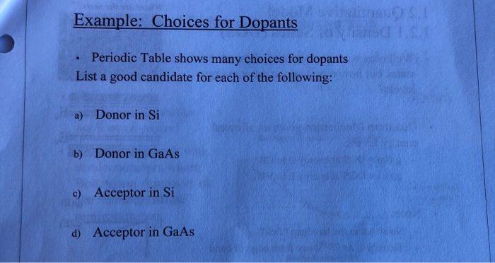 Solved Example: Choices for Dopants Periodic Table shows | Chegg.com