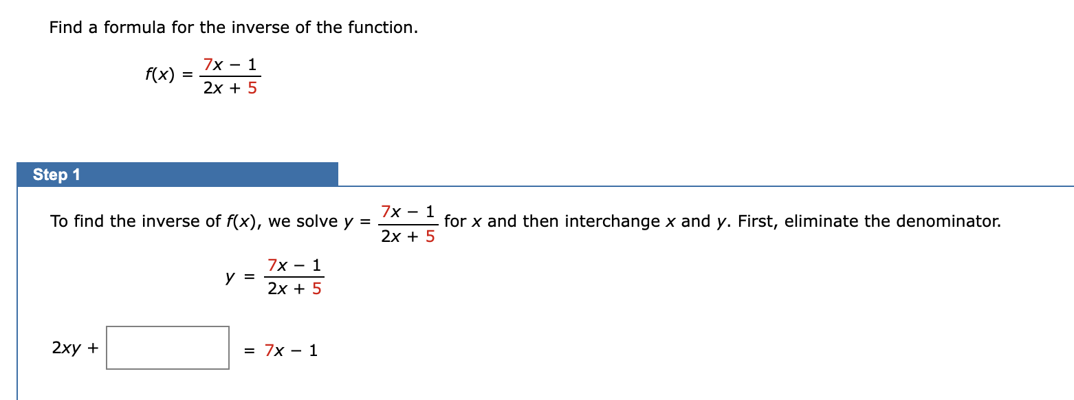 Solved Find a formula for the inverse of the function. f(x) | Chegg.com