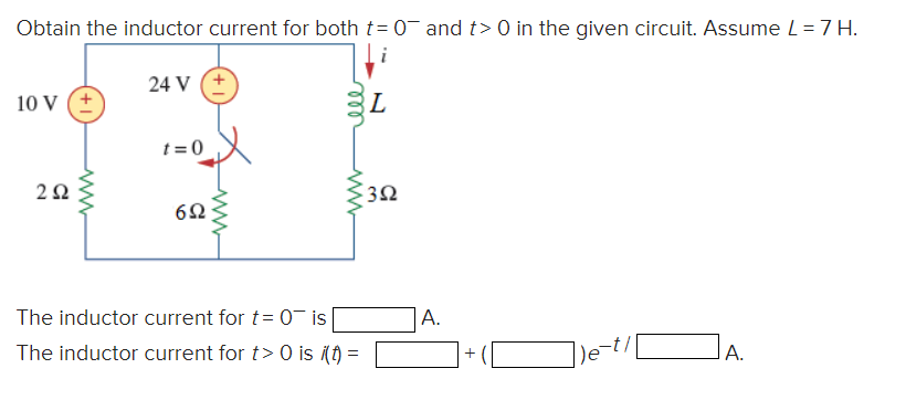 Solved Obtain the inductor current for both t=0-and t>0 ﻿in | Chegg.com