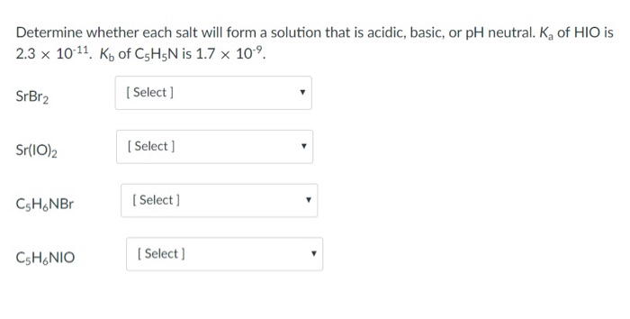 Solved Determine whether each salt will form a solution that | Chegg.com