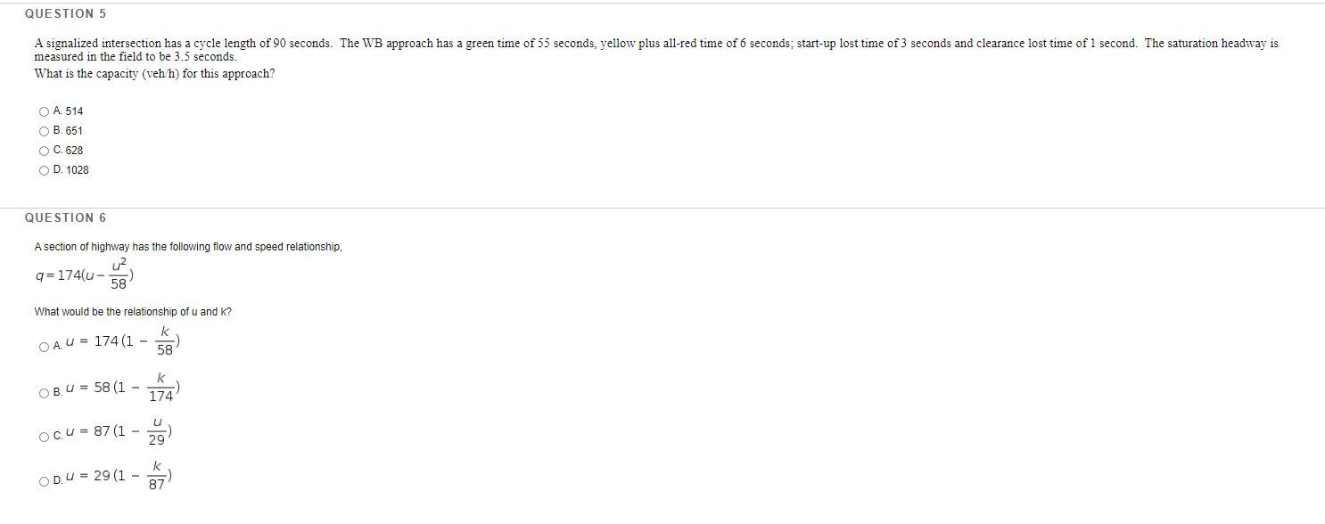 Solved QUESTION 5 A signalized intersection has a cycle | Chegg.com