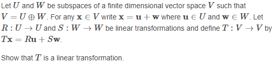 Solved Let U and W be subspaces of a finite dimensional | Chegg.com