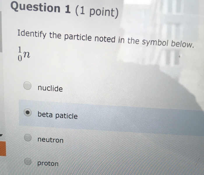 Solved Identify the particle noted in the symbol below. | Chegg.com