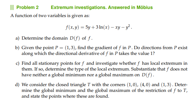 Solved IIII Problem 2 Extremum investigations. Answered in | Chegg.com