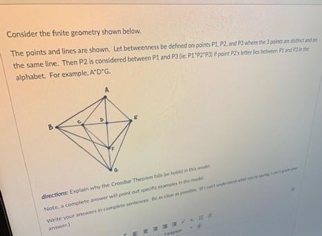 Solved Consider the finite geometry shown below. The points | Chegg.com