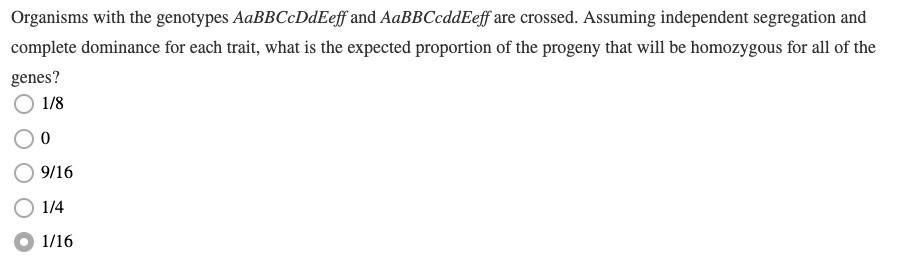 Solved Organisms with the genotypes AaBBCcDdEeff and | Chegg.com