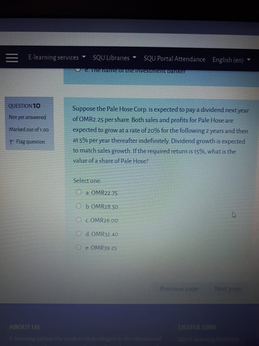 Solved E-learning services SQU Libraries SQU Portal | Chegg.com