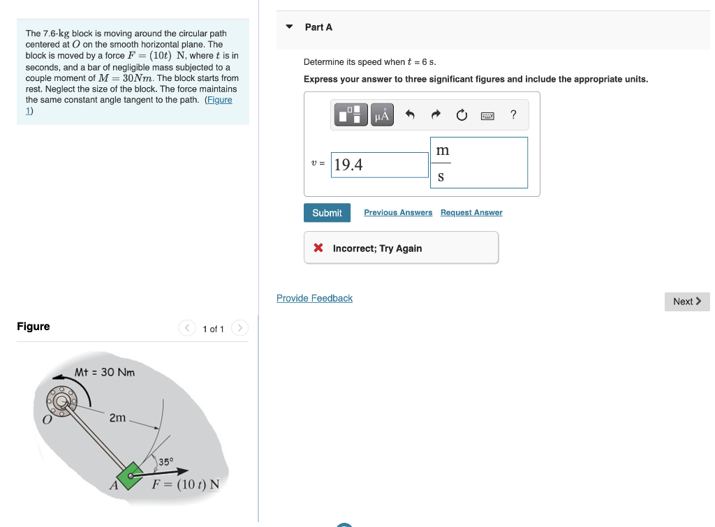 Solved The 7.6-kgkg block is moving around the circular path | Chegg.com