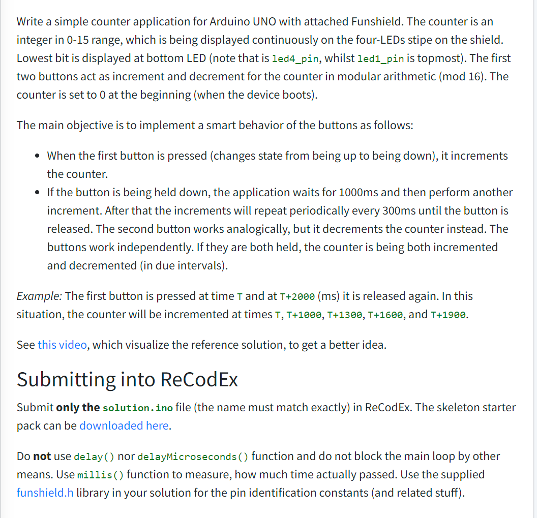 Write a simple counter application for Arduino UNO | Chegg.com