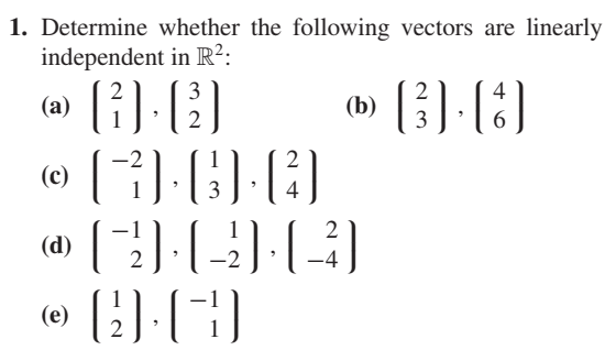 Solved Determine whether the following vectors are linearly | Chegg.com