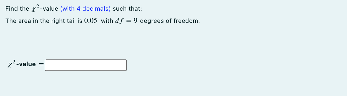 Solved Find the x2-value (with 4 decimals) such that: The | Chegg.com