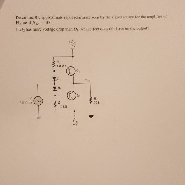Solved Determine the approximate input resistance seen by | Chegg.com