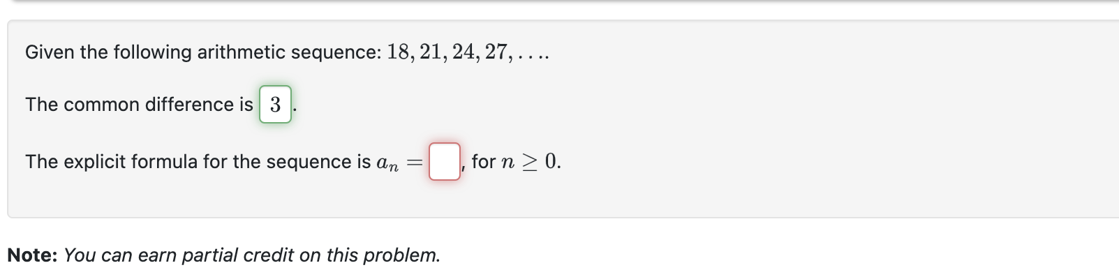 Solved Given the following arithmetic sequence: | Chegg.com