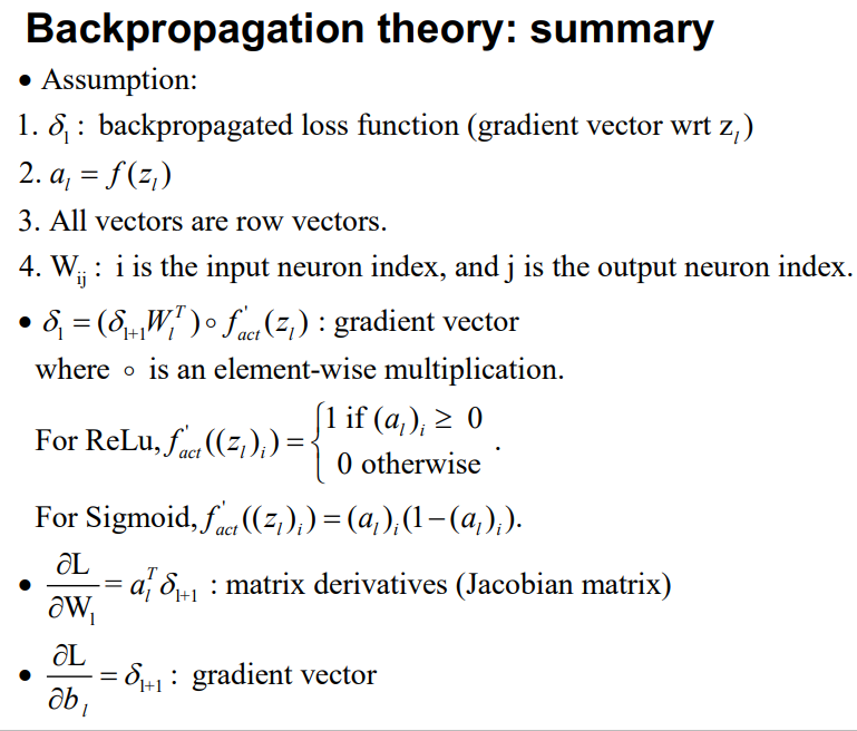 Solved Backpropagation Theory Summary Output Layer L 1