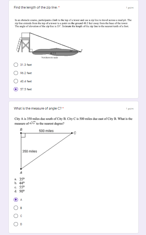 Solved Find the length of the zip line:* 1 point In an | Chegg.com