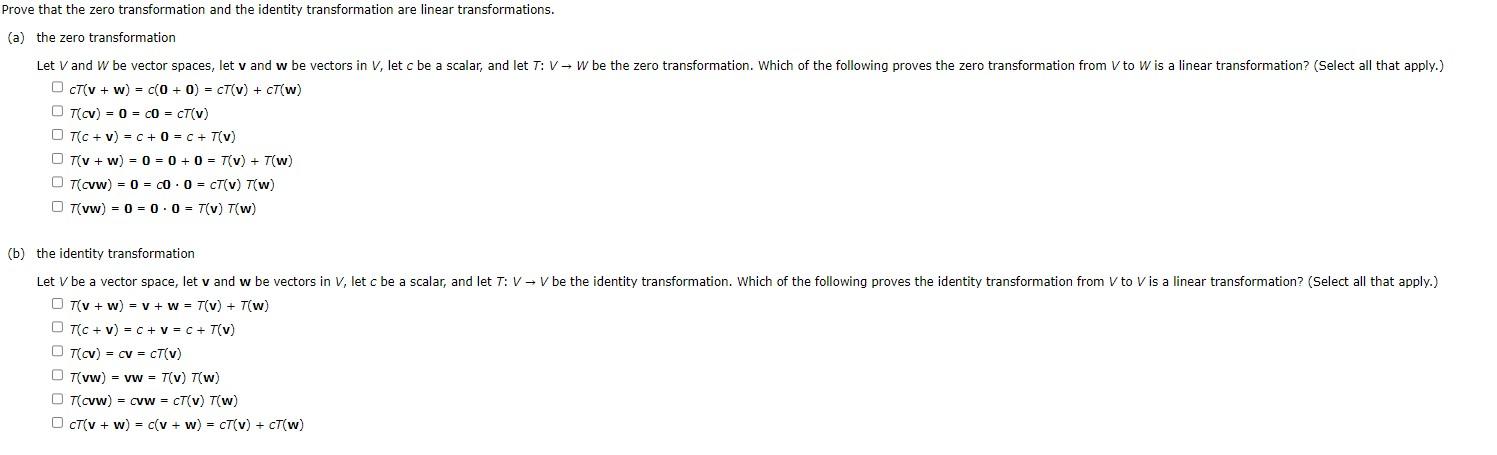 Solved rove that the zero transformation and the identity | Chegg.com