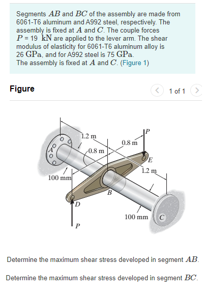 Solved Segments AB and BC of the assembly are made | Chegg.com
