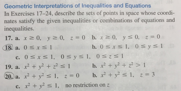 Solved Geometric Interpretations of Inequalities and | Chegg.com