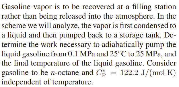 Solved Gasoline vapor is to be recovered at a filling | Chegg.com
