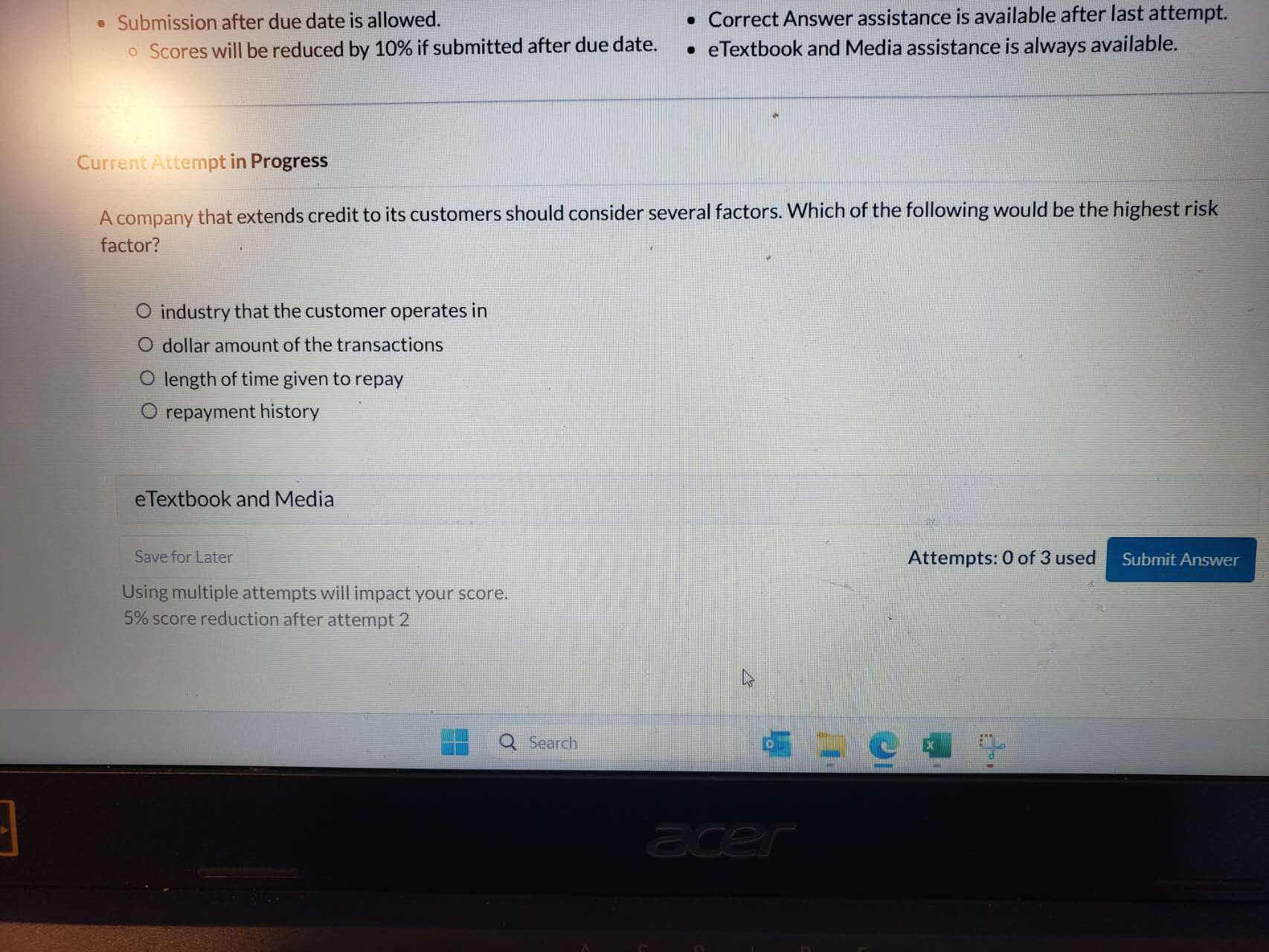 Solved - Submission after due date is allowed. - Correct | Chegg.com