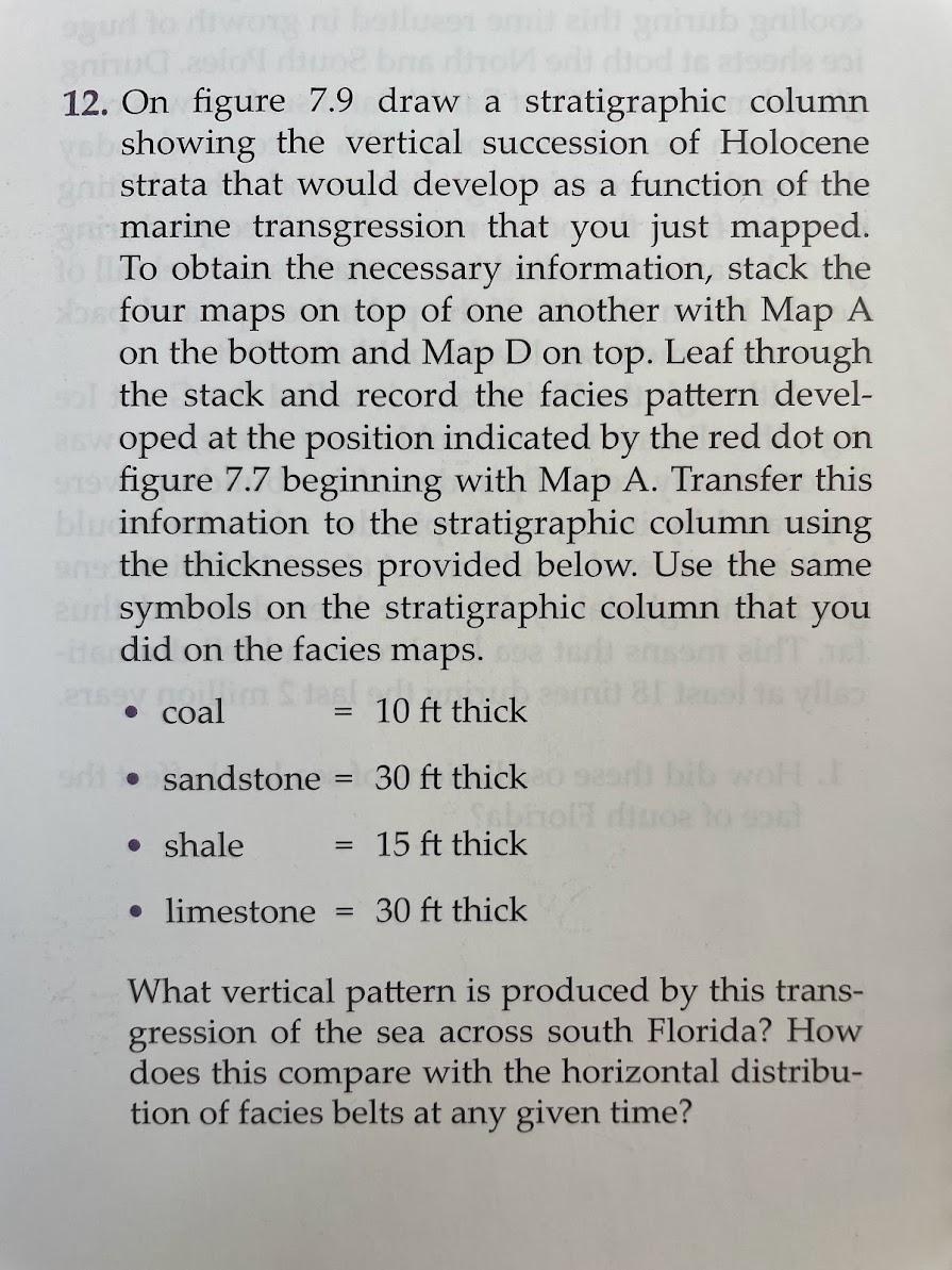 12. On figure 7.9 draw a stratigraphic column showing | Chegg.com