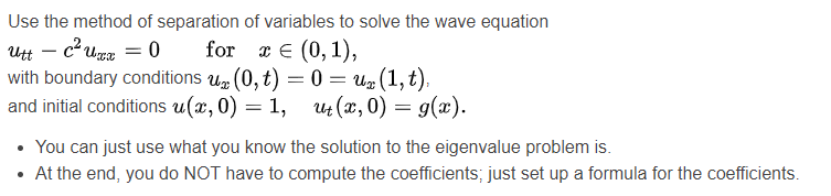 Solved Use the method of separation of variables to solve | Chegg.com