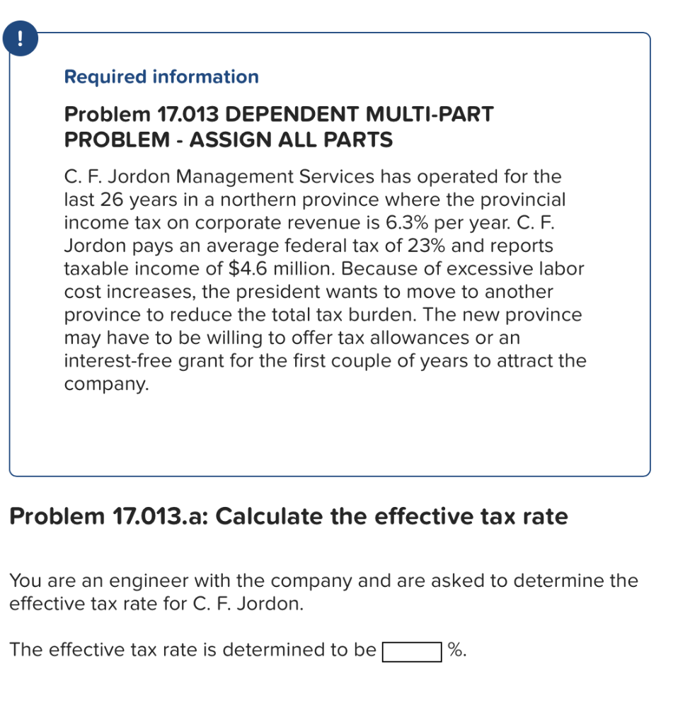 Solved Required information Problem 17.013 DEPENDENT | Chegg.com