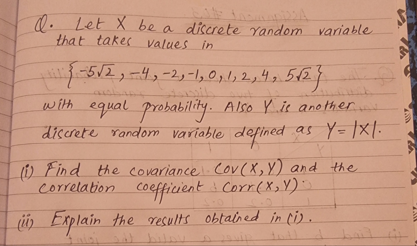 Solved Q. Let X be a discrete random variable that takes | Chegg.com