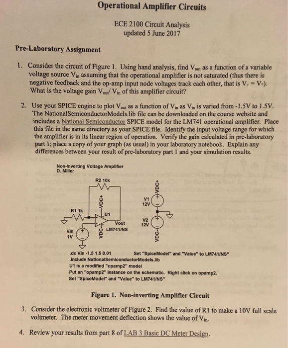 Solved Operational Amplifier Circuits ECE 2100 Circuit | Chegg.com