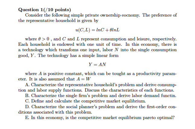 Solved Question 1(/10 ﻿points)Consider the following simple | Chegg.com