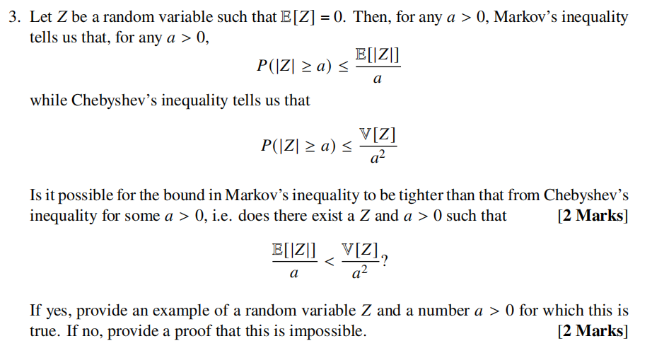 Solved P(X≥a)≤aE[X] 1. Give an example of a non-negative | Chegg.com