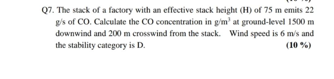 Solved Air Pollution:Q7. The stack of a factory with an | Chegg.com
