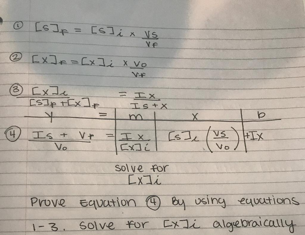 Solved Please solve for [X]i. And show work algebraically, | Chegg.com