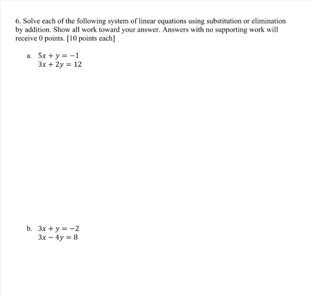 Solved Solve each of the following system of linear | Chegg.com
